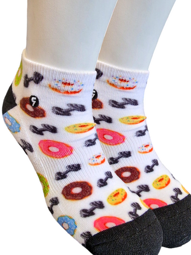 REBEL CUSHIONED ANKLE SPORT SOCKS DUMBBELLS AND DONUTS | Rebel UK