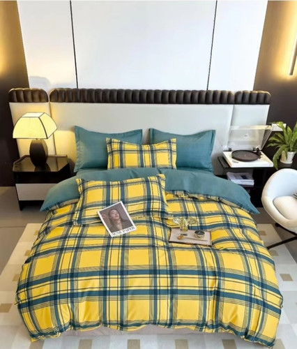 Check Yellow 6PCs Quilt Set 100% Cotton | TAMAQ