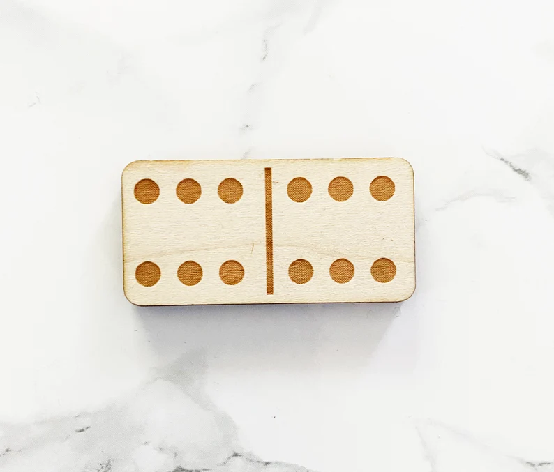 Wood Engraved Dominoes Set 1"x2" inch Set of 28 | Lightning Laser Cuts