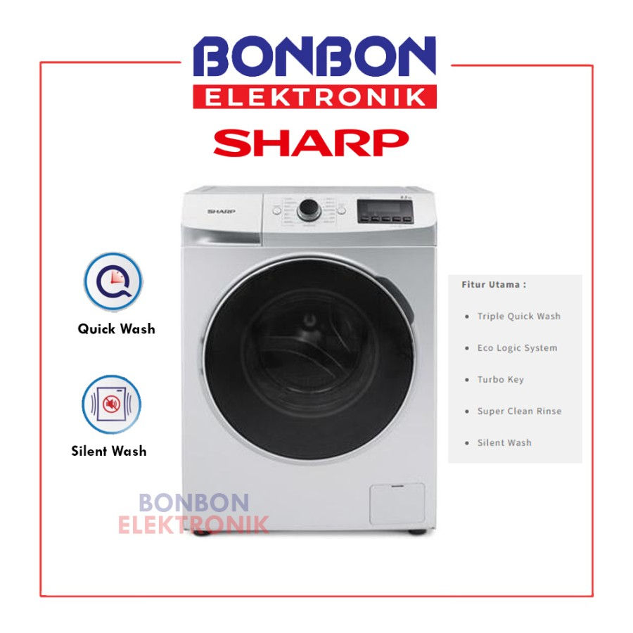 Sharp Mesin Cuci Front Loading 7KG ES-FL1073W / 7 KG ESFL 1073 W ...