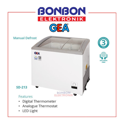 GEA Sliding Curve Glass Freezer SD-213 / SD213 213L | Bonbon Elektronik