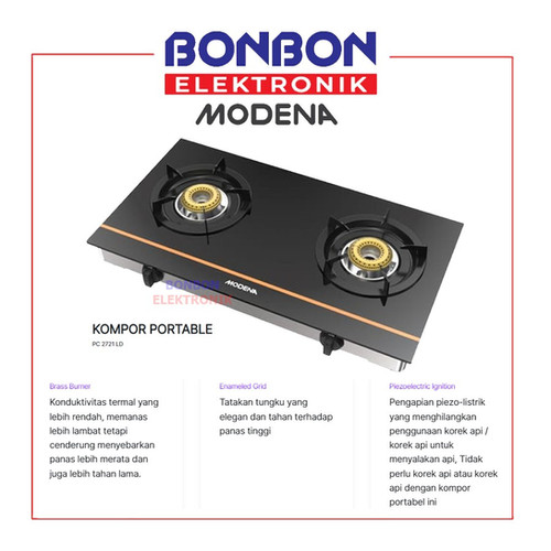 Modena Kompor Tanam Gas 2 Tungku PC 2721 L / PC2721L Built In Gas Hob ...