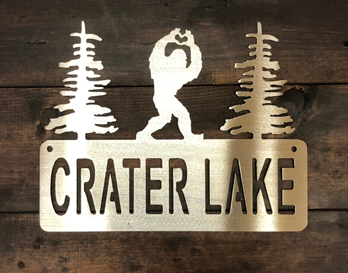 Crater lake bigfoot heart hands metal signs 12x9 (pkg of 4) Item# 0391 ...