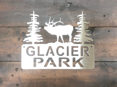 Glacier Park Buglin Bull Elk Metal Art Wall Signs ( pkg of 4) Item#0093 ...