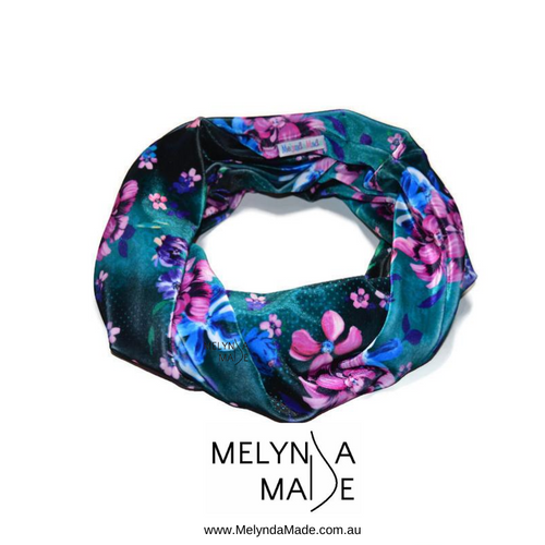 Infinity Scarf - Spandex Velvet Garden Romance | MelyndaMade