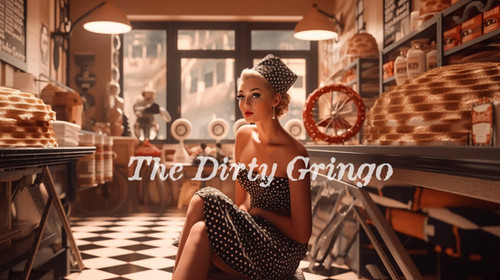 V25 Sexy Model in Retro Bakery with Pies and Cupcakes Custom Digital ...