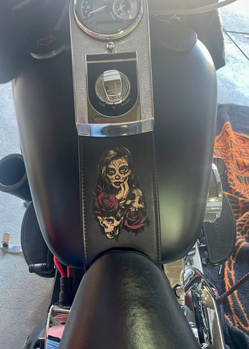 Sugar Skull Red Rose Black Harley Davidson Leather Gas Tank Panel Bib ...