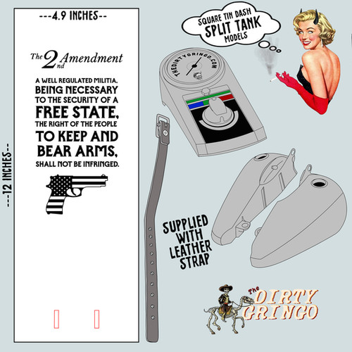 Leather USA 2nd Amendment 27 words Harley Davidson Split Tank Tin Dash | The Dirty Gringo