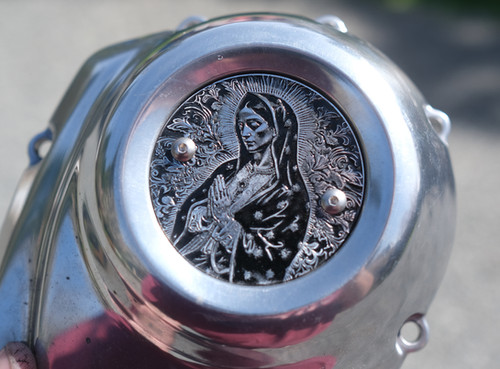 Holy Mother Virgin Mary Custom Cool Engraved Timing Points Cover Harley ...