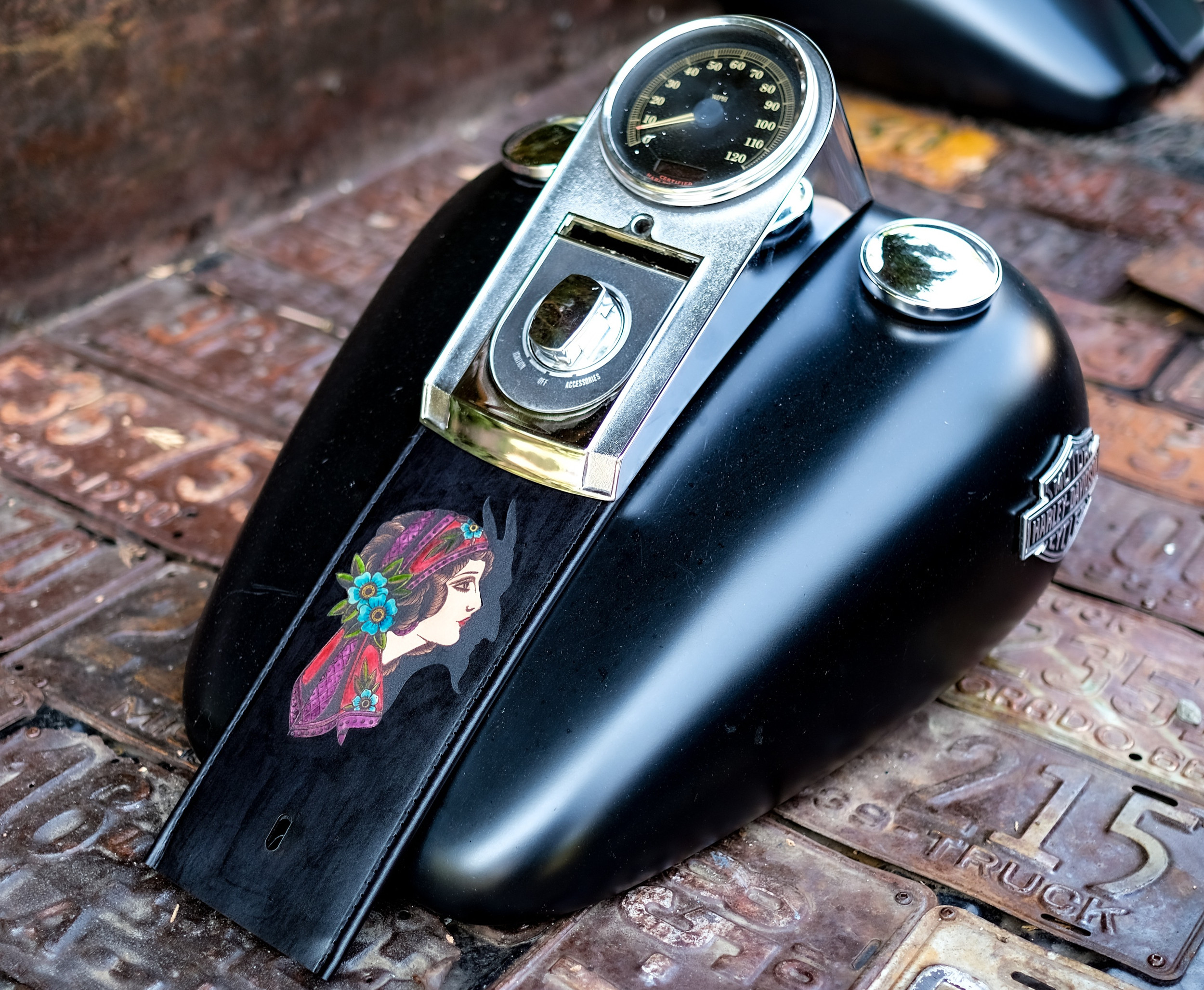 Motorcycle Gas Tank Bibs | Custom engraved | The Dirty Gringo 3/5