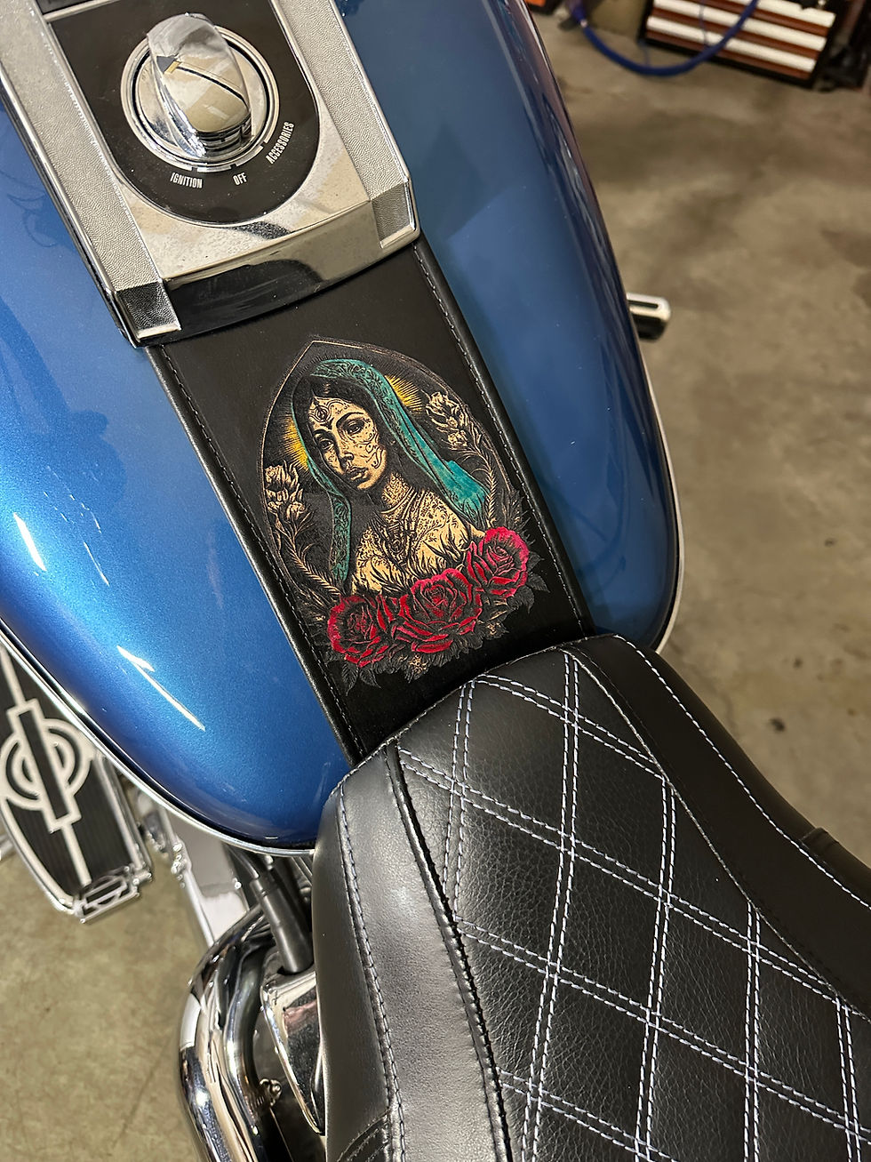Latin Virgin Mary Chicana Vicla Harley Davidson Leather Gas Tank Panel ...