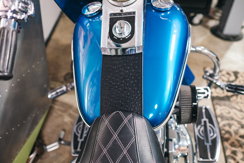 Black Real Leather Ostrich Texture Gas Tank Panel fits Harley DavidsonT ...
