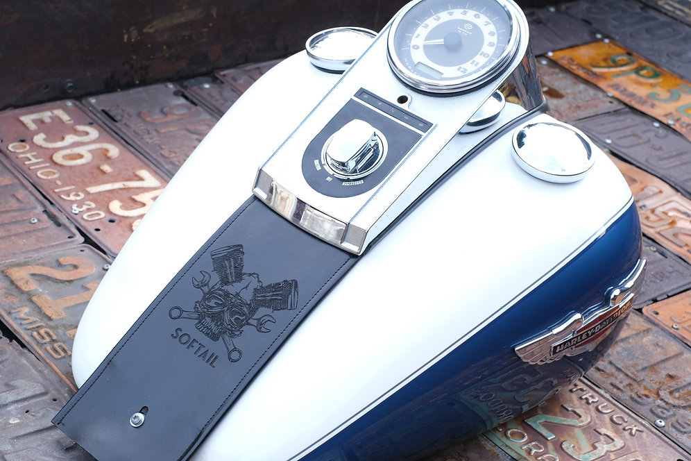 Softail Skull Harley Davidson Leather Tank bib panel | The Dirty Gringo