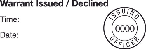 Warrant Issued/Declined JP Stamp