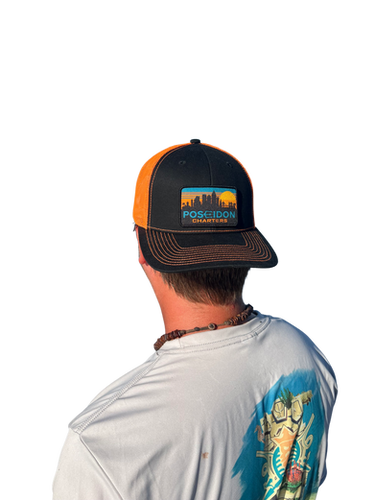 Black Hat w/ Orange Mesh & Tampa Bay Skyline Patch | Poseidon Swag