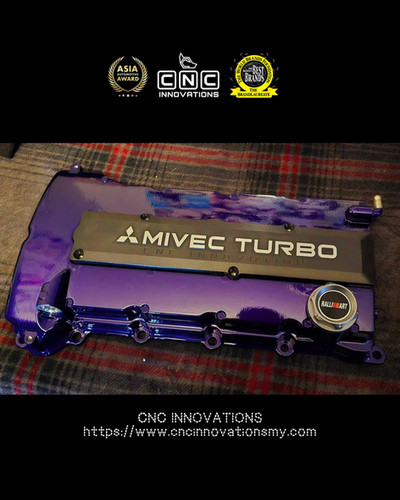 MITSUBISHI 4B11T EVO X BILLET SPARK PLUG COVER WITH MIVEC TURBO LOGO ...