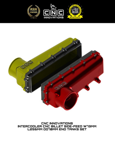 INTERCOOLER CNC BILLET SIDE-FEED W73MM L256MM OD70MM END TANKS SET ...