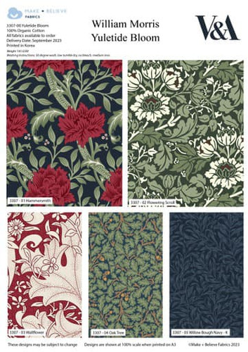 Shop William Morris Yuletide Bloom Cotton Fabric at Knit & Stitch