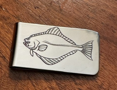 Stainless Engraved Money Clip (Halibut Fish) | El Dorado Jewelers