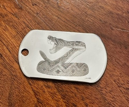 Stainless Key Chain Dog Tag ( Rattle Snake) | El Dorado Jewelers
