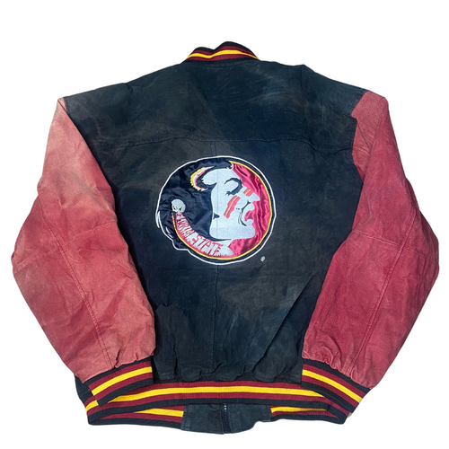 FSU Rare Vintage Embroidered Seude Leather Jacket | Tailgate Fever