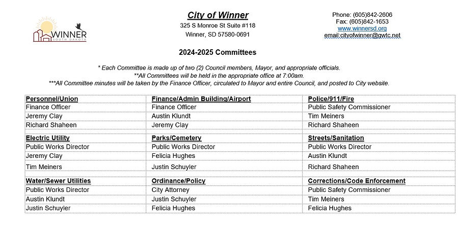 City Council | City Of Winner