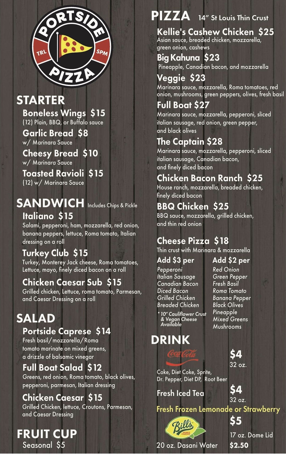 Menu | Portside Pizza
