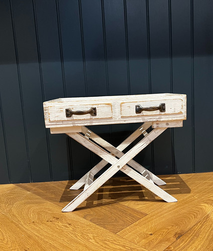 Mini white-wash rustic display stand | TheStablesPropHire