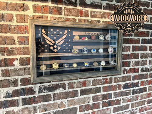 Med US Flag i-CNC Subdued Challenge Coin Display Case w/ Hinged Door ...