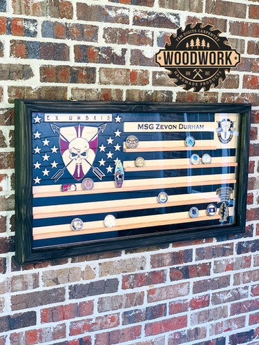 Large US Flag i-CNC Subdued Challenge Coin Display Case w/ Hinged Door ...