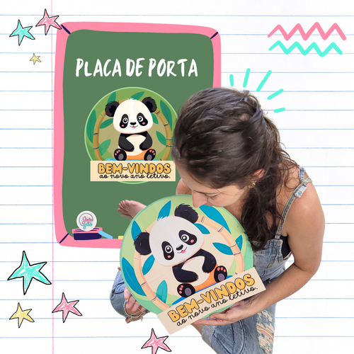 Placa Bem-Vindos Ano Letivo - Tema Panda | Juju Givi
