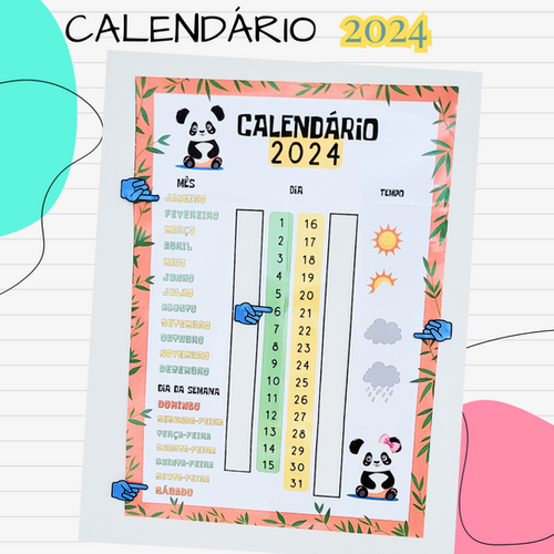 Calendário 2024 - Tema Panda | Juju Givi