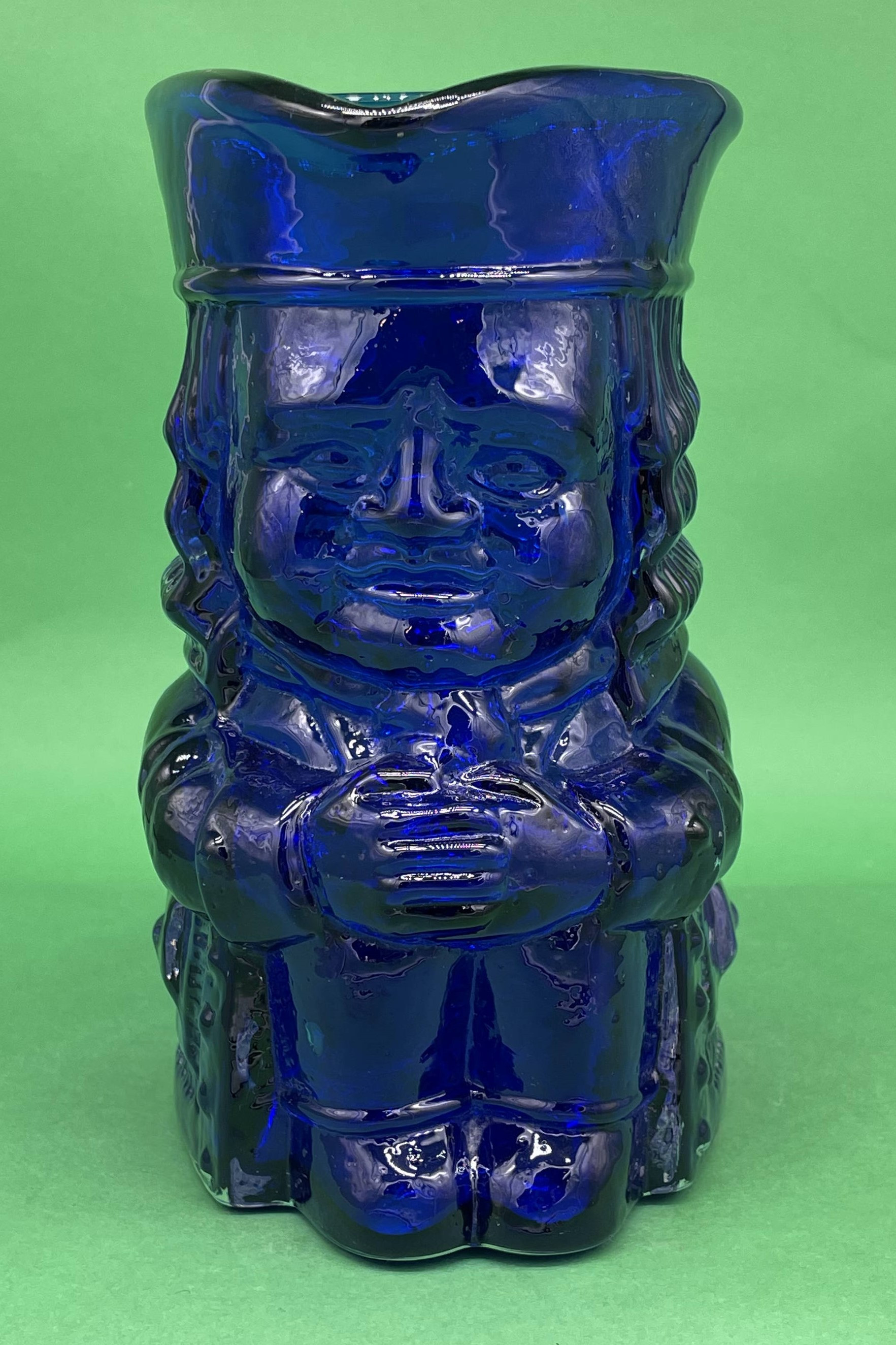 Barnaby toby jug blue glass - Whitefriars Glass circa 1975