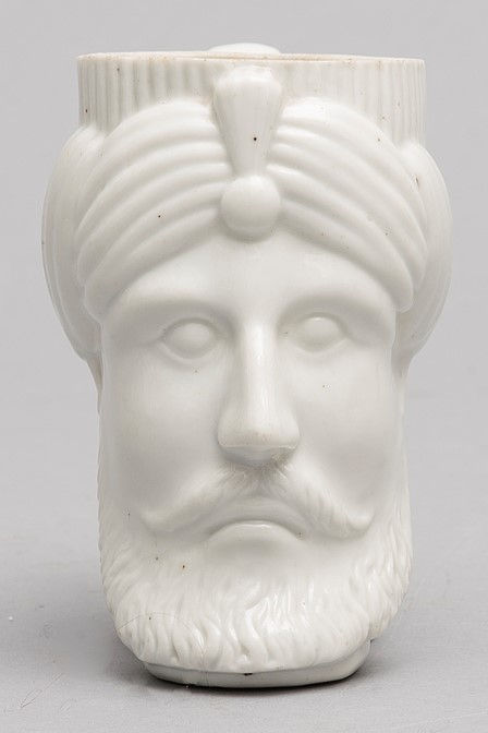 Turk character jug white - Kuznetsov Factory circa 1920