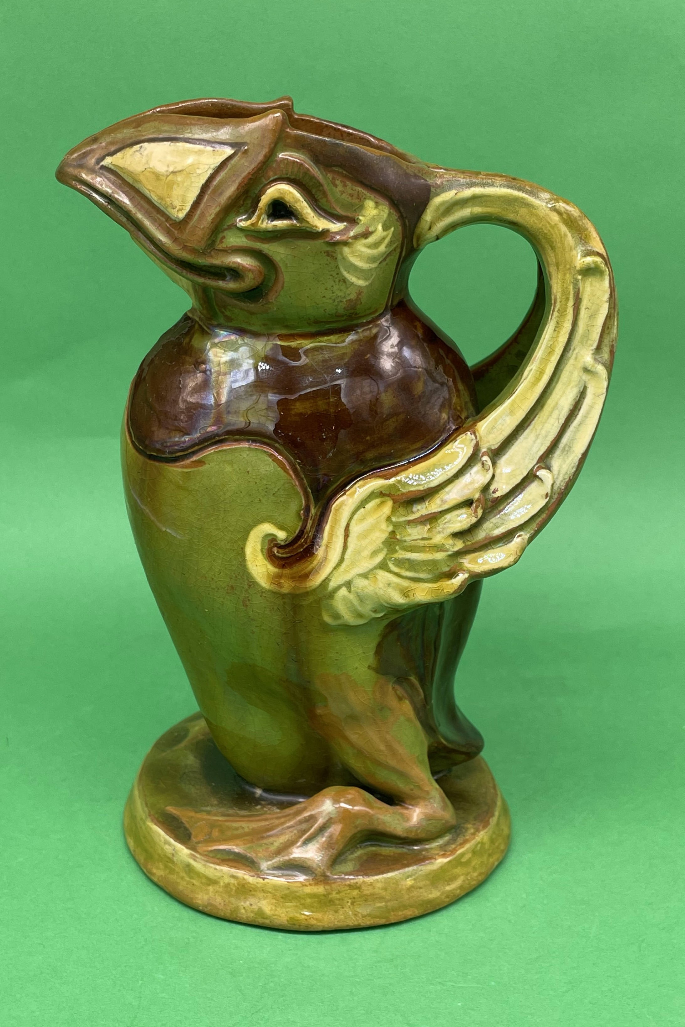 Puffin toby jug large green - Brannam 1895