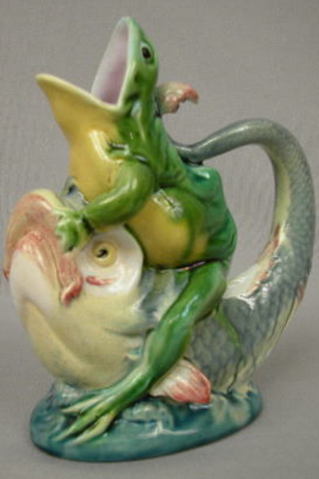 Frog Riding Fish toby jug - Minton circa 1875