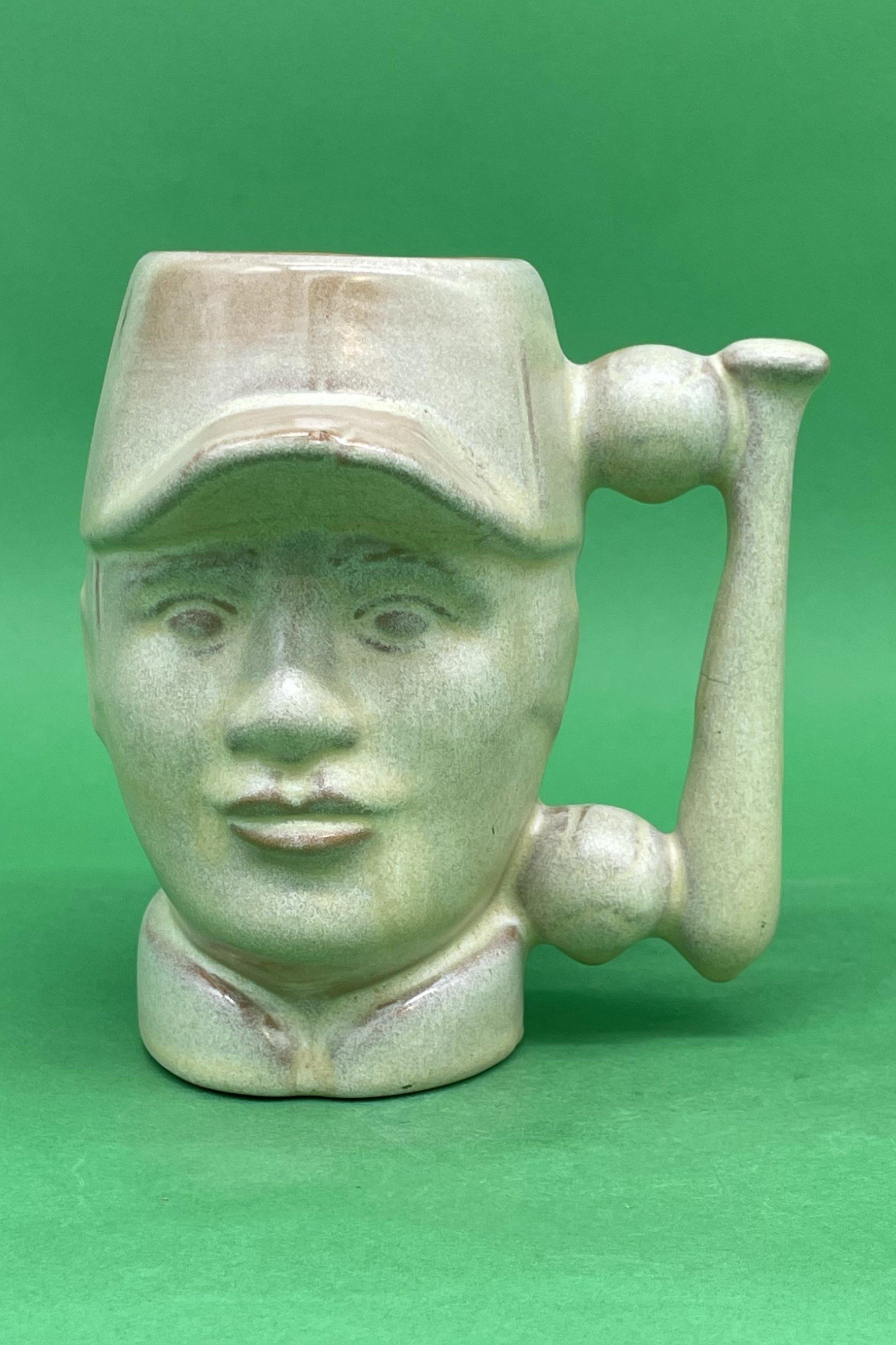 Baseball Player character jug white - Frankoma Pottery 1978