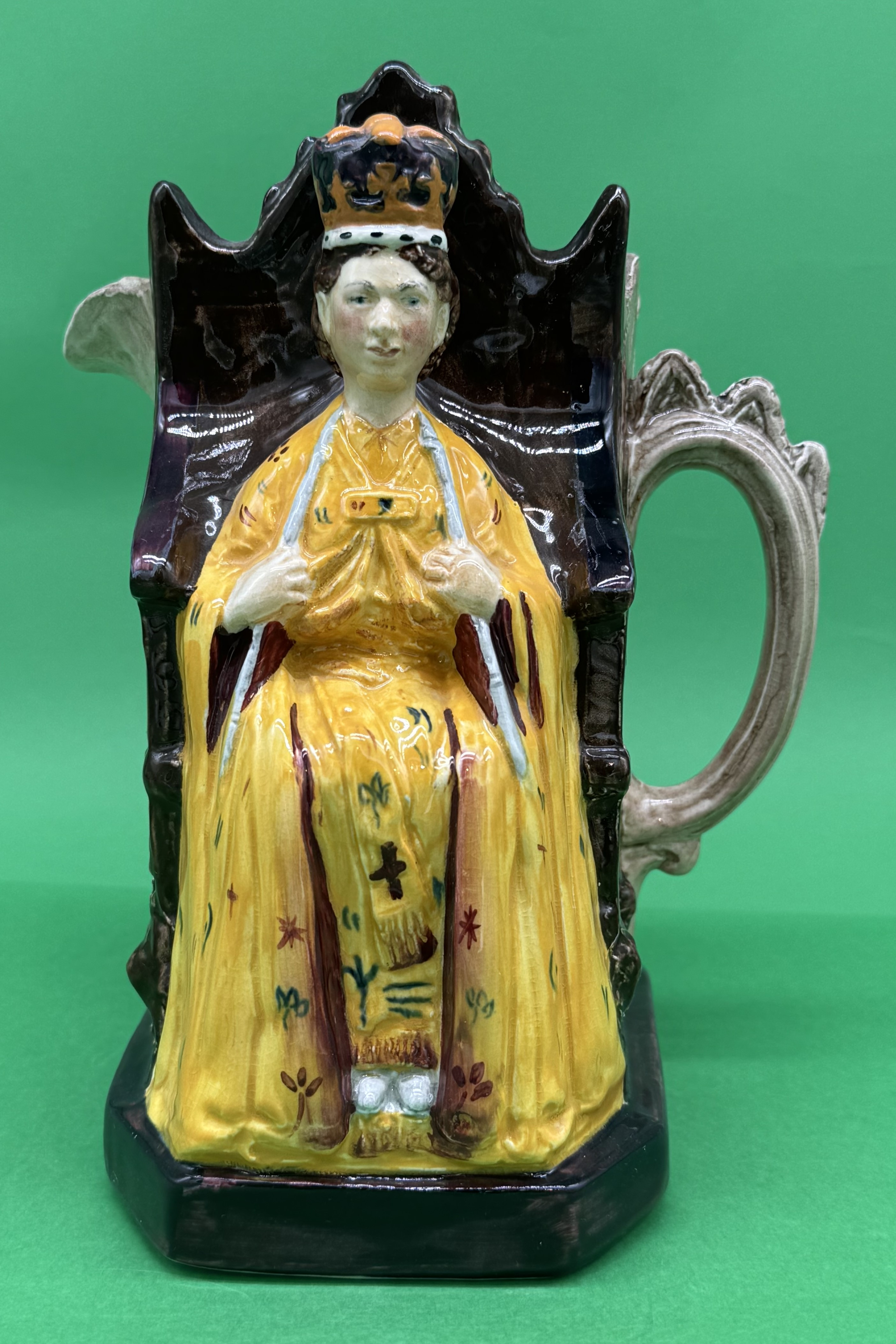 Elizabeth II on Throne figural pitcher - Burgess & Leigh 1953