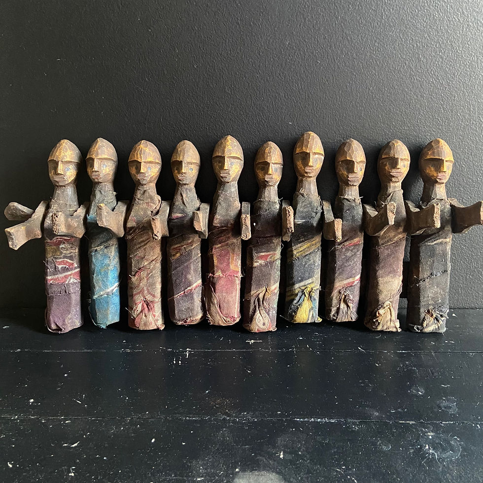 Set of 10 Hand Carved Nepalese Folk Art Puppets | Saltmill Vintage