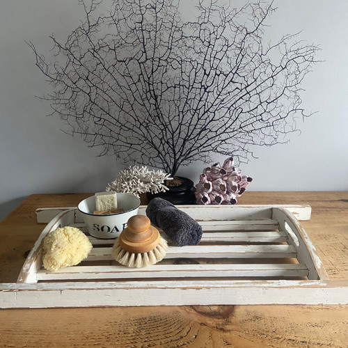Large White Painted Slatted Bath Rack | Saltmill Vintage