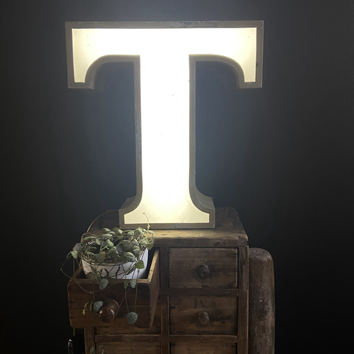 Illuminated Vintage Shop Sign Letter T | Saltmill Vintage