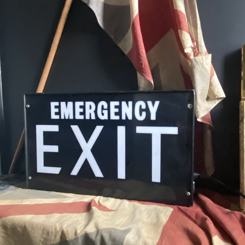 Large Black Vintage Emergency EXIT Light Box Lamp | Saltmill Vintage