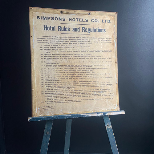 Antique Simpson Hotels Sign | Saltmill Vintage