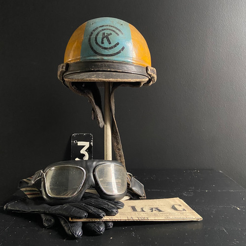 Vintage French Metal Motorcycle Helmet | Saltmill Vintage