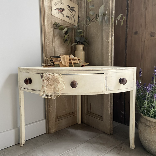 Vintage Swedish Corner Table with One Drawer | Saltmill Vintage