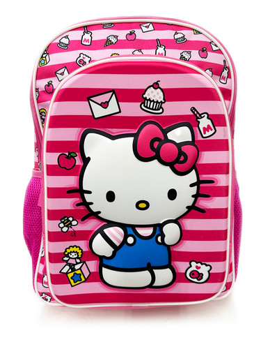 Hello Kitty Pink Stripe 3D 16" Backpack | Hellolims