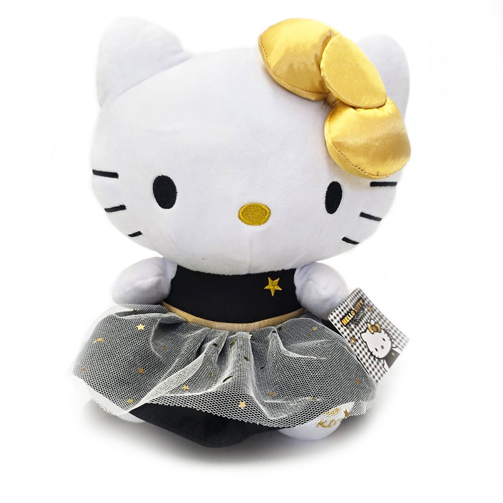 Hello kitty 9.5In Coll Plush Black and Gold Dress | Hellolims
