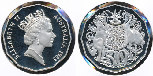 Australia 1985 Fifty Cents 50c (Coat of Arms) - Proof | Vaultix ...
