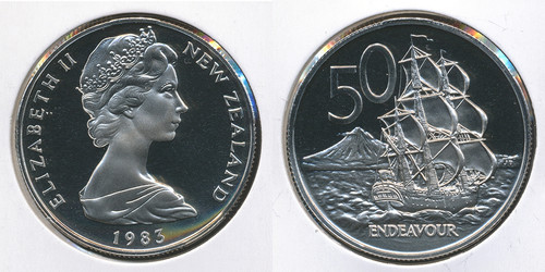 New Zealand 1983 Fifty Cents 50c (HMS Endeavour) - Proof | Vaultix ...