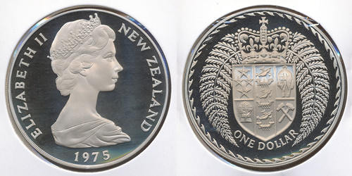 New Zealand 1975 One Dollar $1 (Shield of Arms) - Proof | Vaultix ...